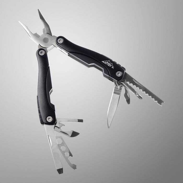 Мультитул 9в1 в чехле, рукоять черная, 9×3.5×2.5 см