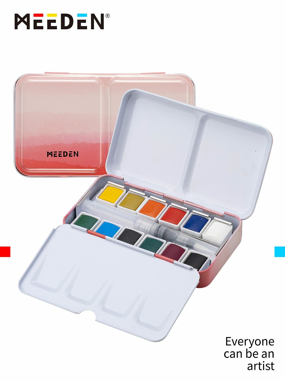Набор акварельных красок MEEDEN, 12цветов, с кистью, портативный