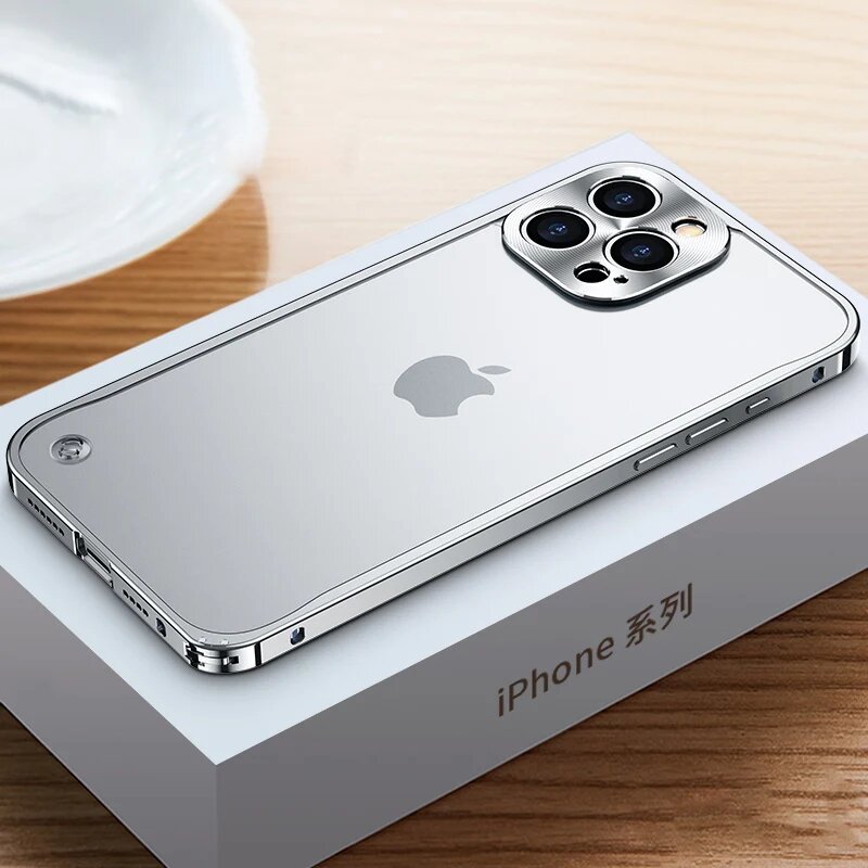 Чехол для iPhone 17 ProMax Silver, алюминиевый бампер