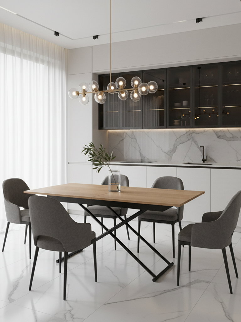 Журнальный стол - трансформер универсальный Мебелик раздвижной Лерон цвет дуб крафт золотой/черный