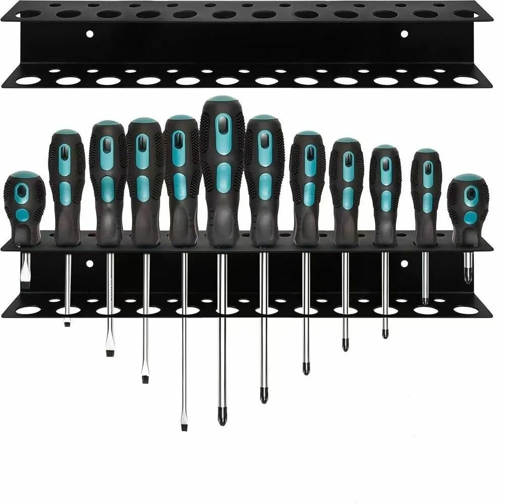 19-отверстный органайзер для отверток, настенный держатель для инструментов, хранение шестигранных и крестовых отверток, плоскогубцев и ключей