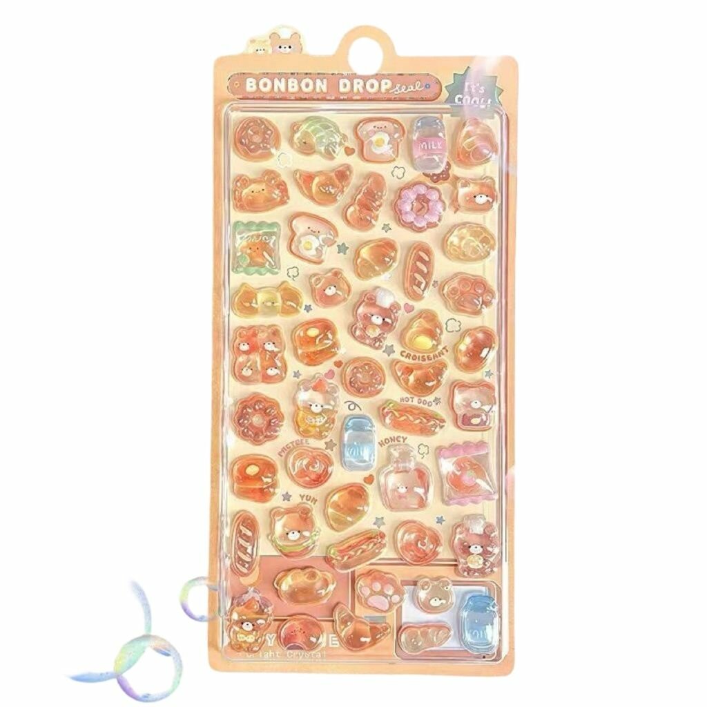 Наклейки с Тиснением Забавные Для Вырезок С Каплями Сладкой Воды-Coffee Color Food Play