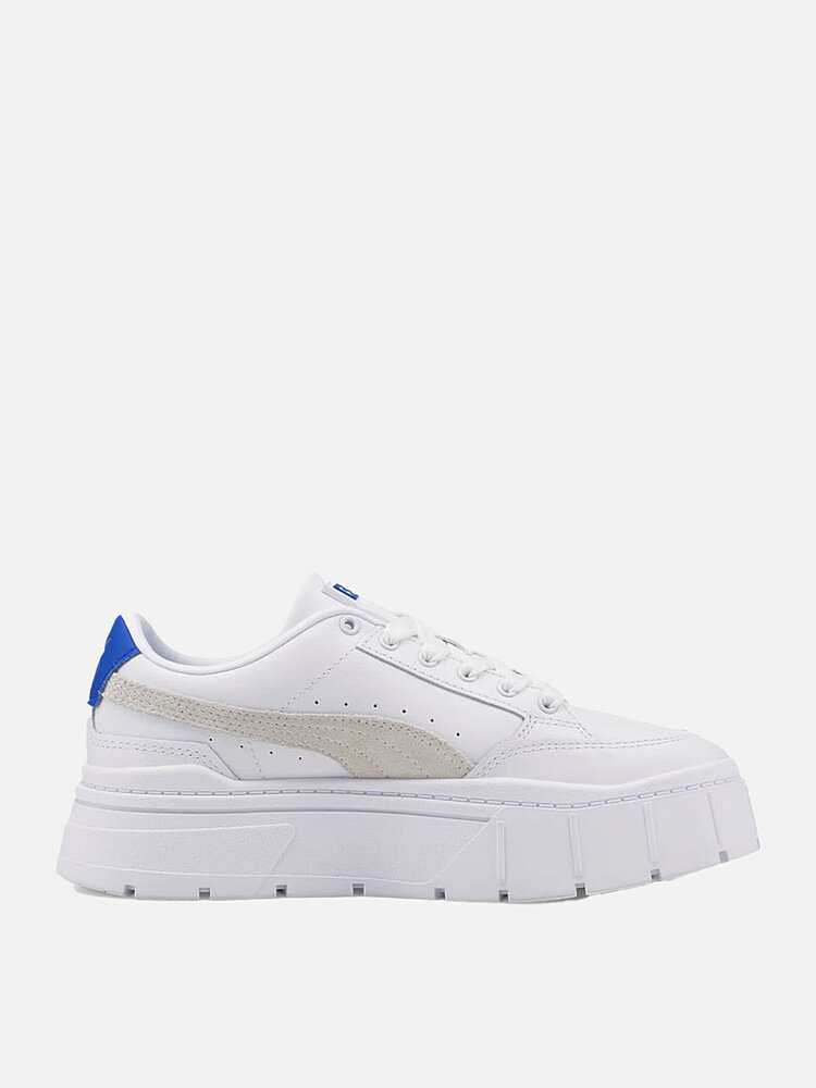 Кроссовки PUMA Mayze Stack Lthr Wns, полнота 6 (RU)/ на среднюю стопу, размер 35, белый/синий — фото 1