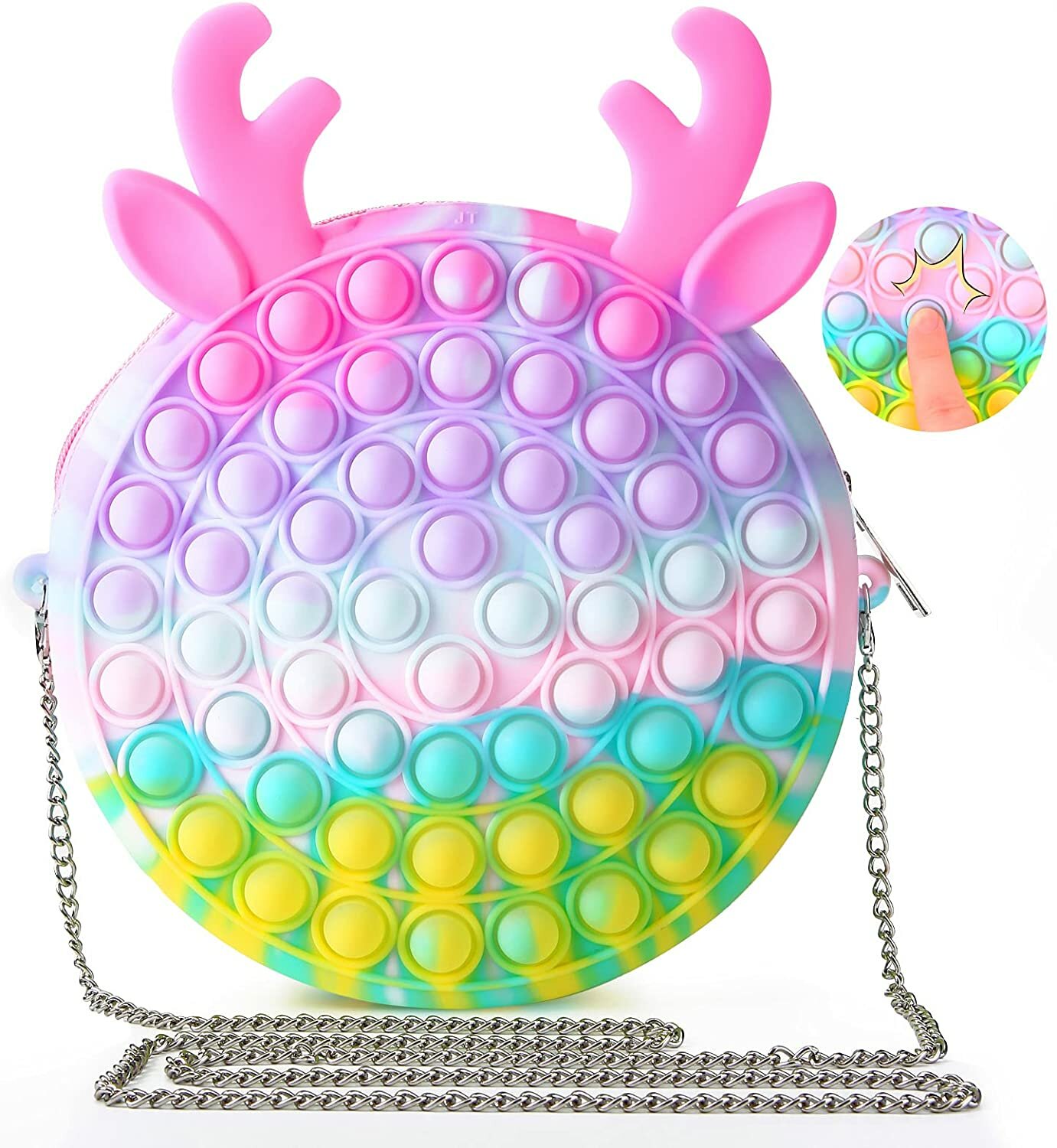 Поп-сумка через плечо Поп-антистресс игрушка Простая поп-сумка Сенсорная антистресс игрушка от тревоги Сумка с пузырьками для нажатия Школьные принадлежности Подарочные пакеты на Хэллоуин и Рождество Сувениры для вечеринок (S)
