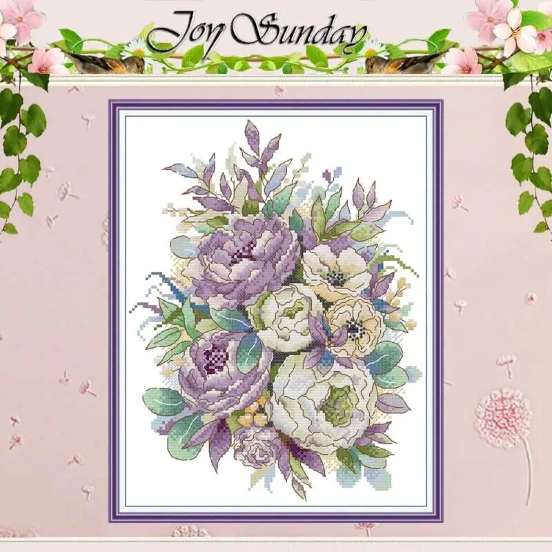 Набор для вышивки крестом Joy Sunday Розы 16CT с печатью