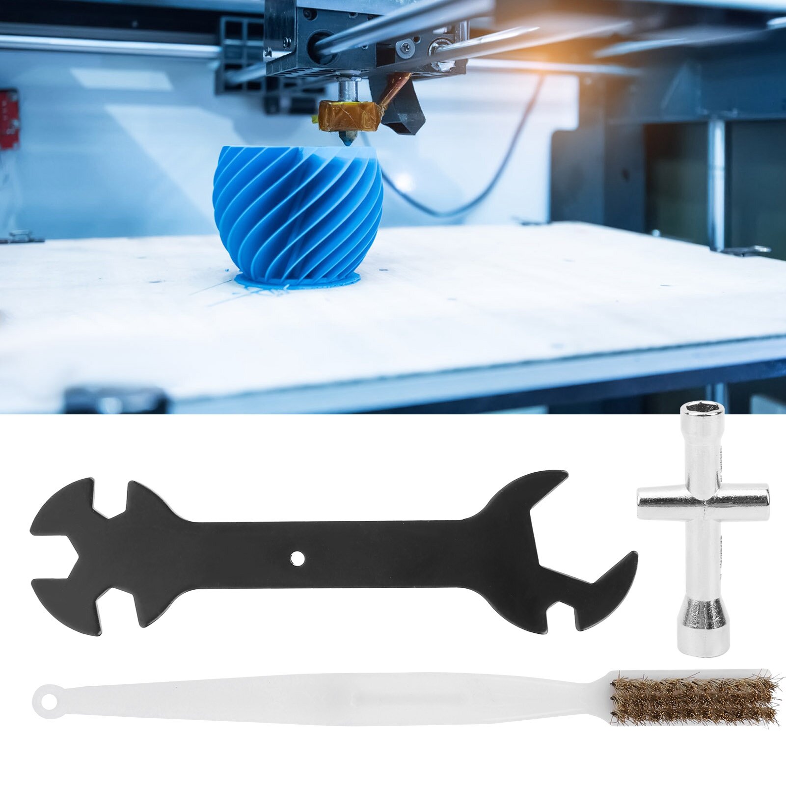 Набор инструментов для чистки 3D-принтера, 3 шт, многофункциональный гаечный ключ, мини-кисть с крестообразным наконечником