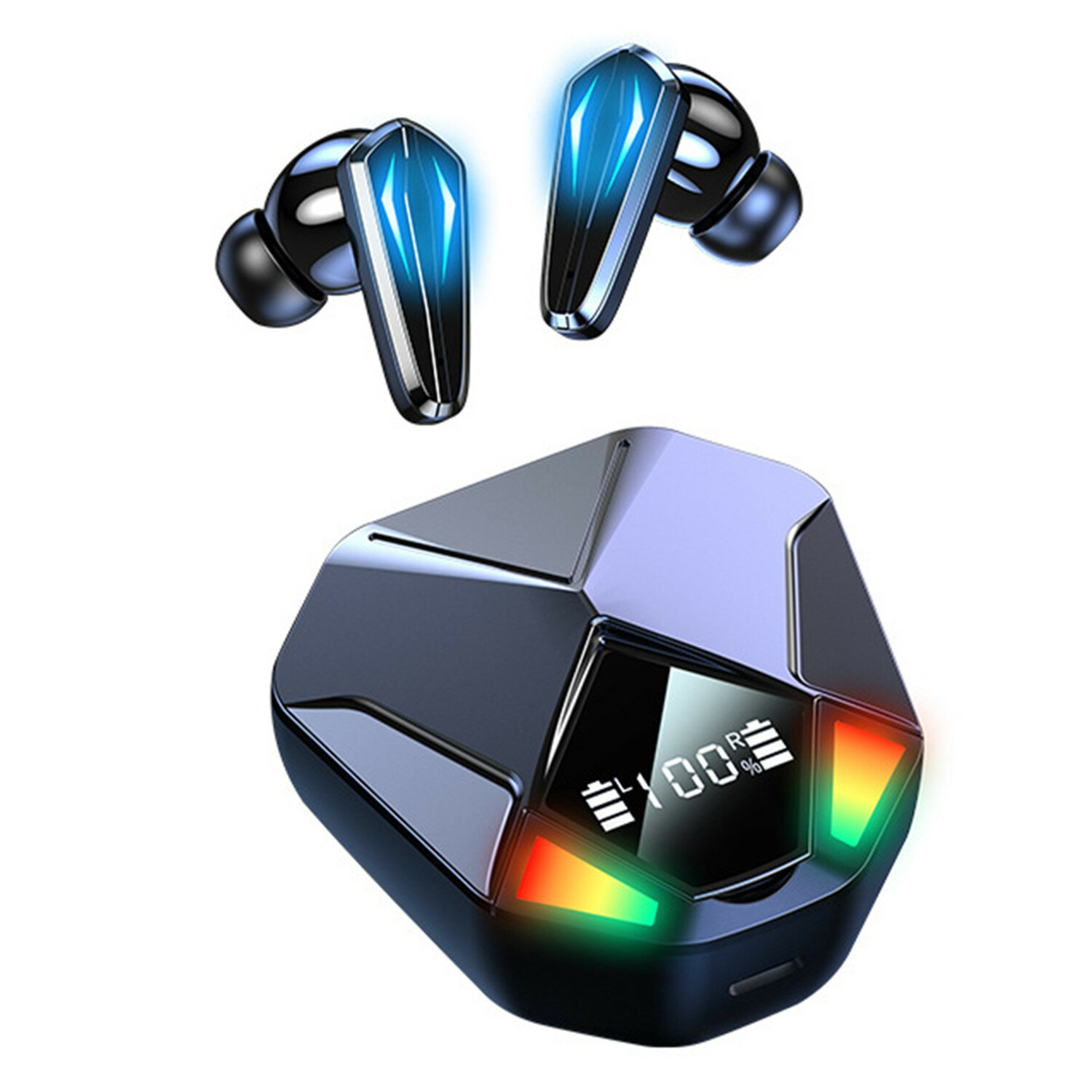 X6 Беспроводные Bluetooth Наушники Игровые Наушники Без Задержки TWS Bluetooth Наушники Слушалки LED Цифровой Дисплей С Высокой Долговечностью Черный BT 5.1 Дистанция 10м Режимы Игра/Музыка Диаметр Динамика 13мм Диапазон Частот 20Hz-20KHz Порт Type-C