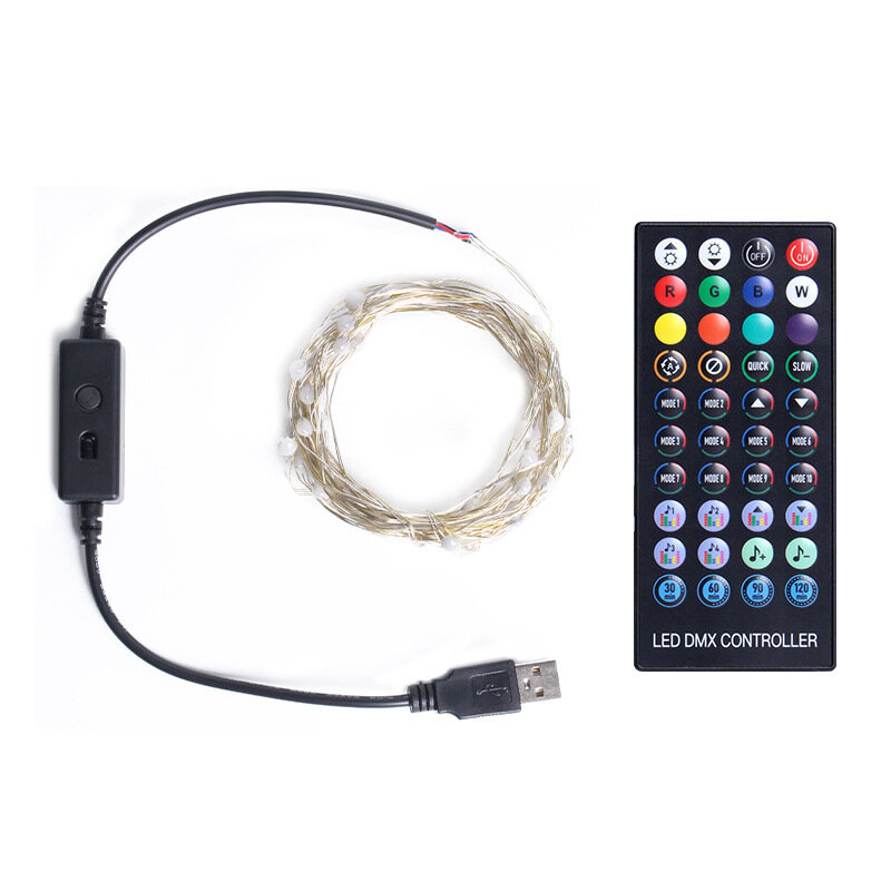 12 Color String Lights USB Powered Changing Twinkle 16 FT 50 LED Fairy Copper Wire RGB with 40-Key Remote Control Music Sync Timer Waterproof Christmas Decorations for Indoor Outdoor Yard Party Decor