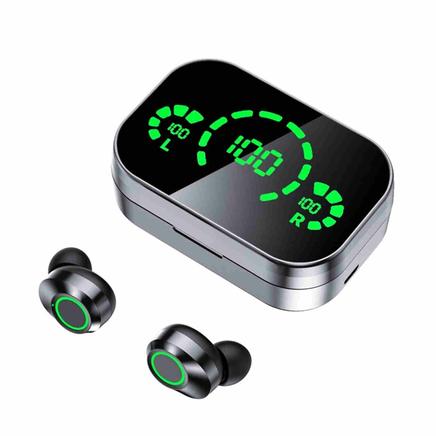 Наушники Bluetooth TWS YD03 с микрофоном, большим зарядным отсеком, светодиодным зеркальным цифровым дисплеем, время использования 4-5 часов, версия Bluetooth 5.3, дальность передачи 10 метров, размер зарядного отсека 80.8 x 55 x 30.7мм, размер наушников