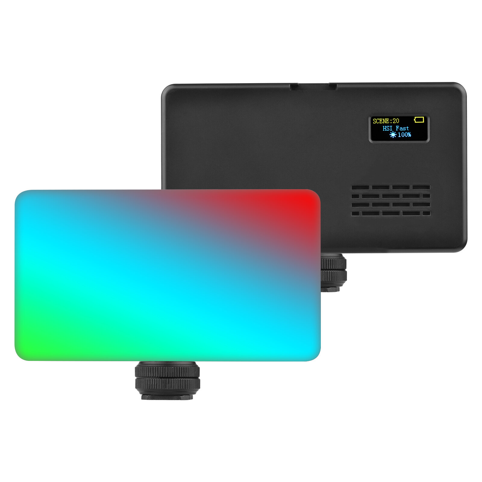 Pocket RGB Video Light LED Fill Light 2500K-9000K Dimmable 20 Lighting Effects Built-in Battery Cold Shoe Mount Adapter Black Plastic 144pcs LED Beads 10W 12.5*7*1.5cm 132g для Vlog Selfie Live Streaming Video Conference