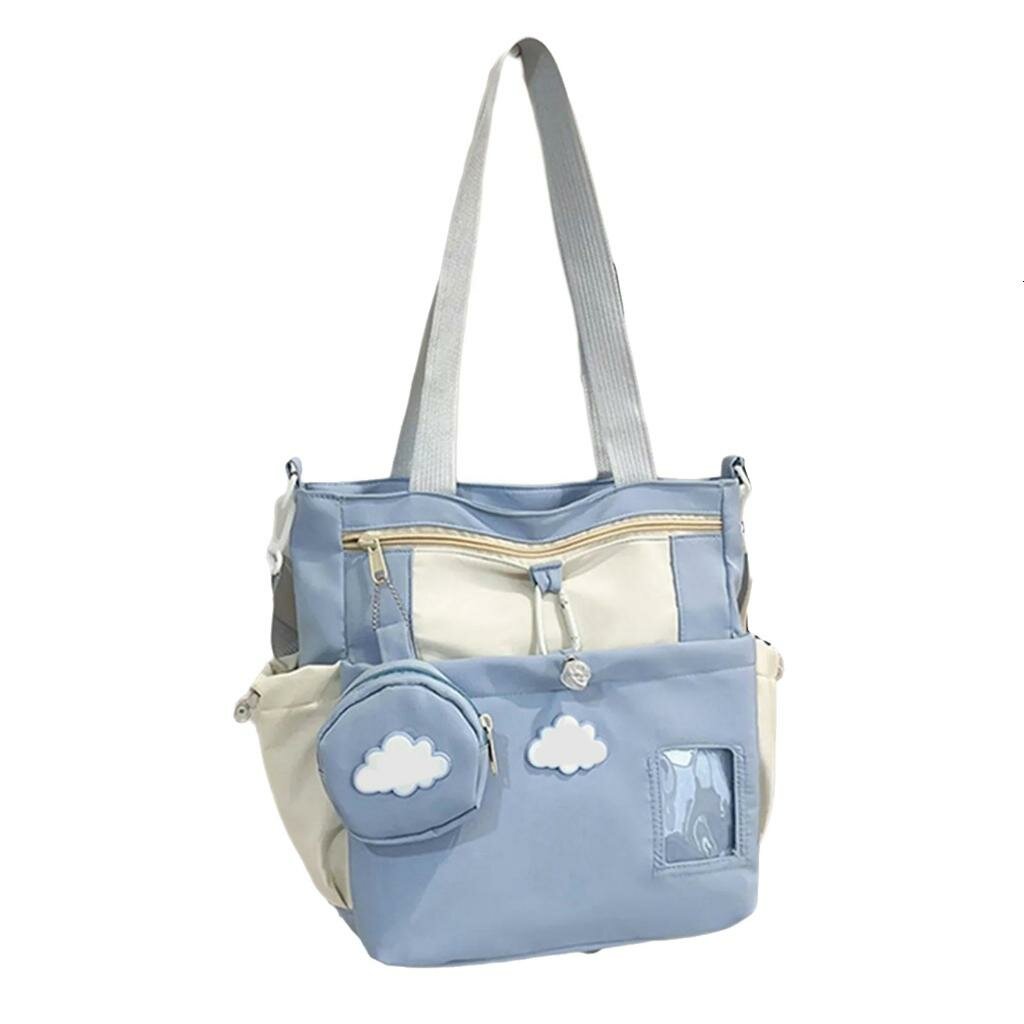 Модная универсальная маленькая свежая студенческая переносная сумка-мессенджер большой емкости для студентов в классе-синяя