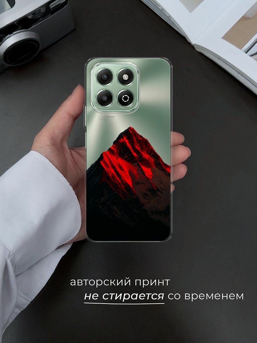 Чехол на Honor X6b / Хонор X6b с принтом Красная гора 2, прозрачный — фото 1