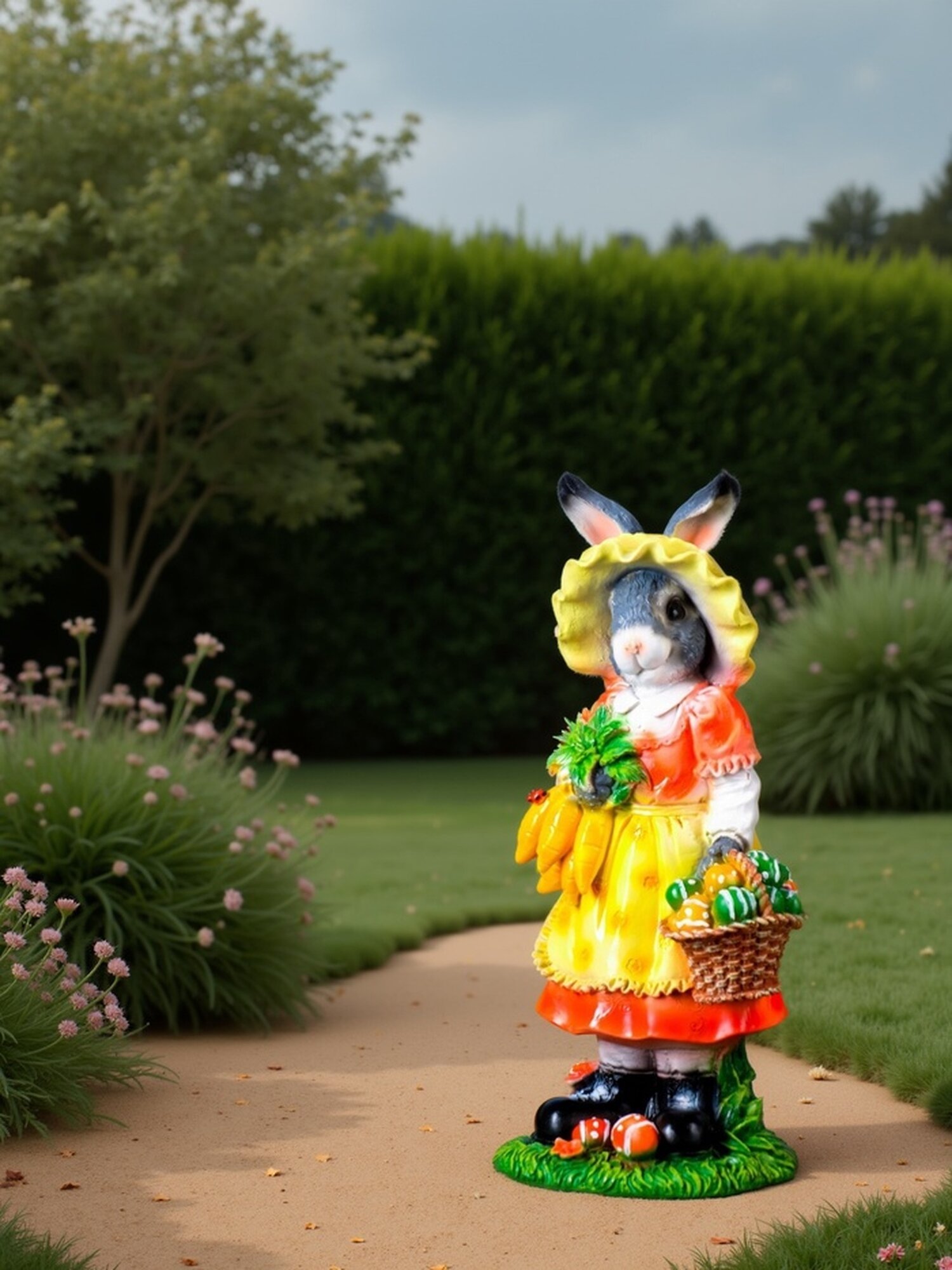 Садовая фигура из полистоуна «Зайчиха с корзинкой», 50×19×22 см