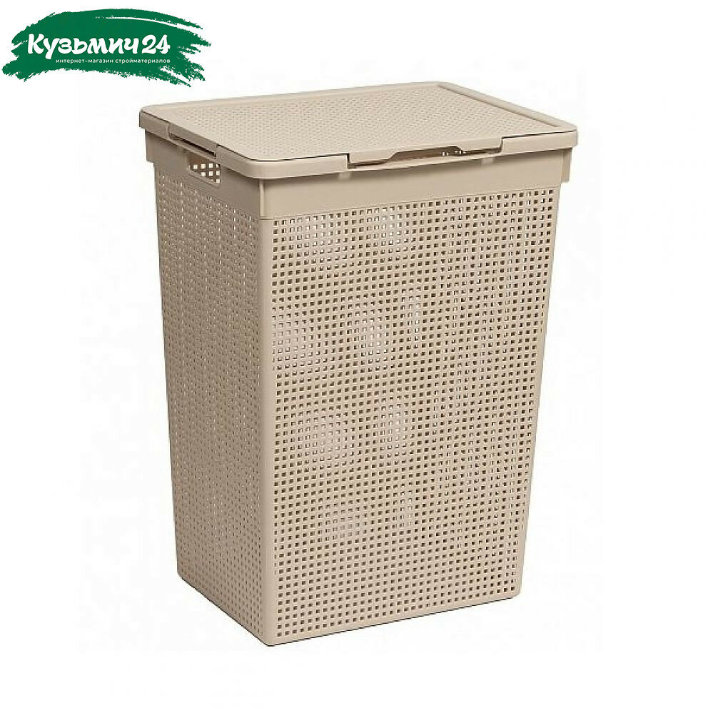 Корзина для белья Violet Лофт с крышкой, латте, 60 л