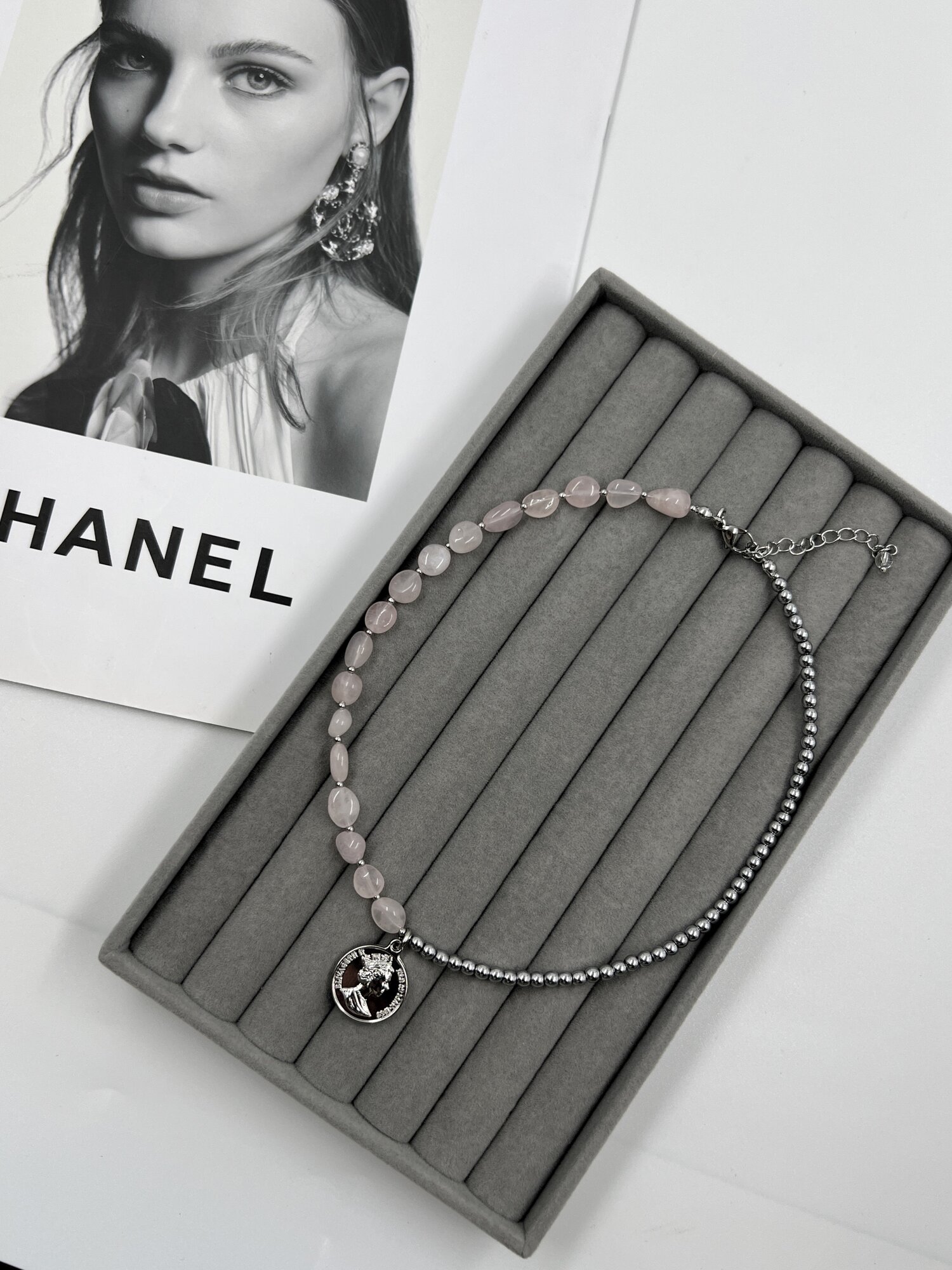 Славянский оберег, колье, гематит, кварц