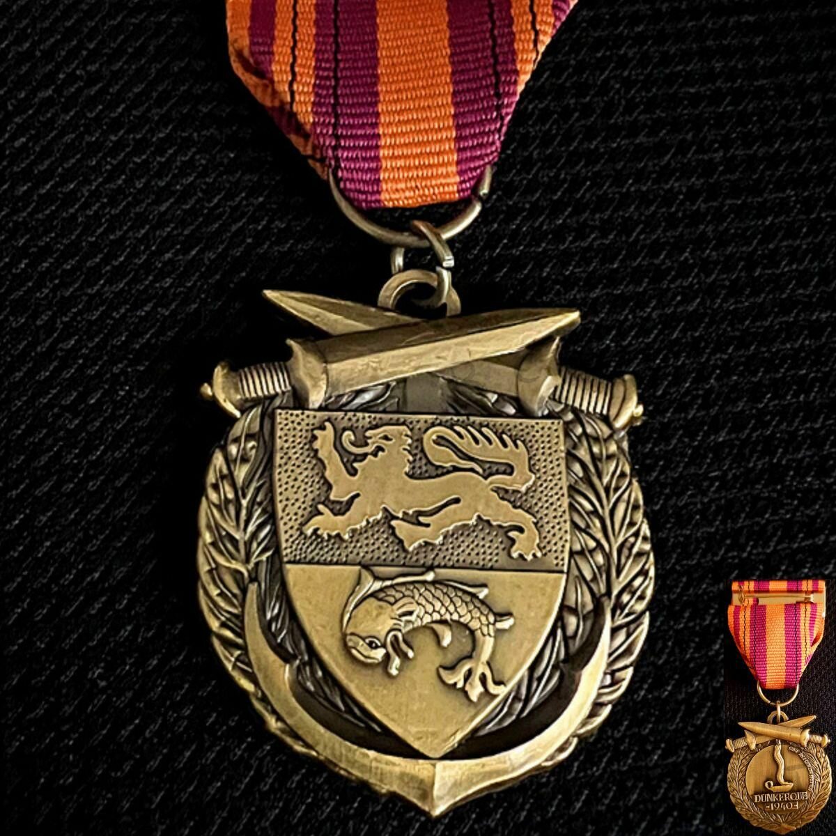 Памятная медаль Дюнкерк 1940 года, Франция, с лентой