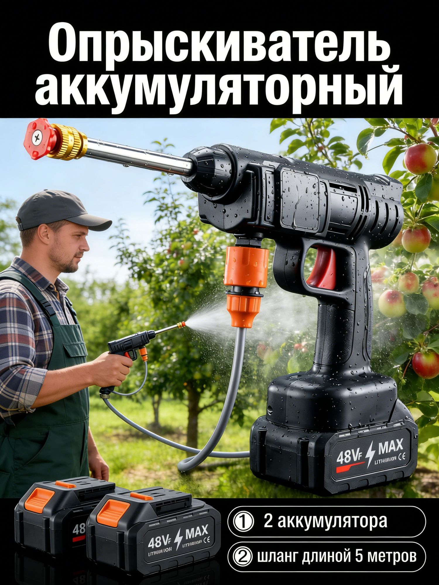 Аккумуляторный садовый распылитель для ухода за цветами и опрыскивания овощей пестицидами