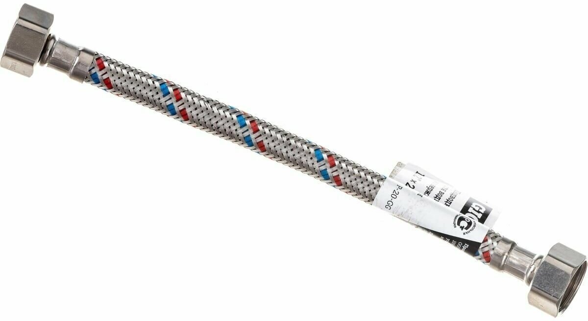 Гибкая подводка для воды Gigant с оплеткой из нержавеющей стали, 1/2"х20 см, г/г ,6 шт