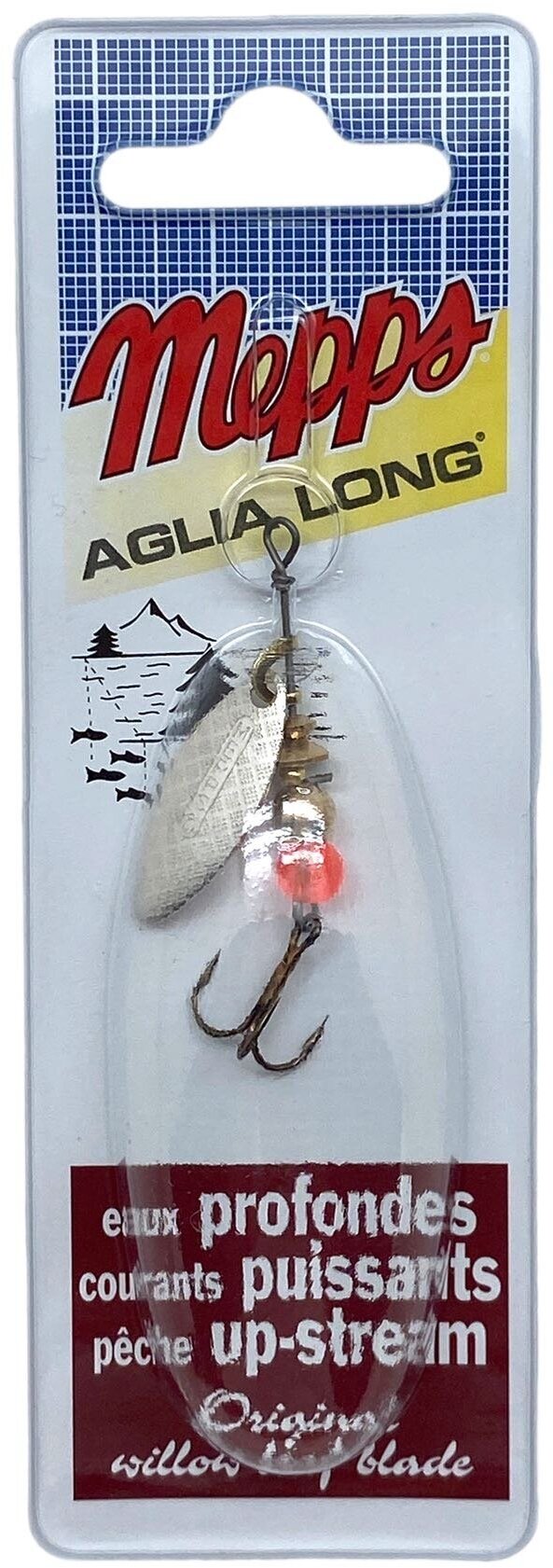 Блесна вращающаяся MEPPS "Aglia Longue AG" №0, вес 2,5г, блистер, приманка на щуку, окуня, форель