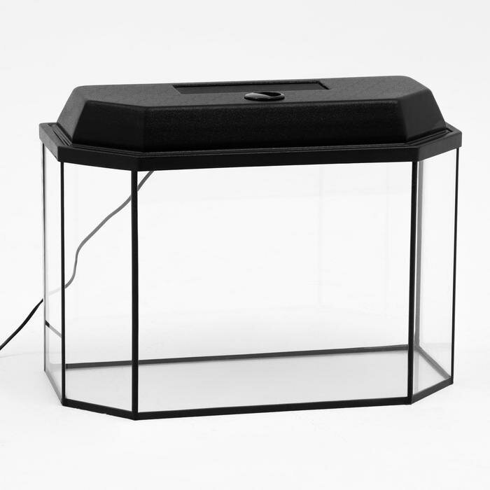 Аквариум «Панорамный» с крышкой, 60 л, 64×26.2×36 см, чёрный