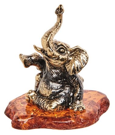 Фигурка Слон-удача (латунь, янтарь) AM-2191 113-706354