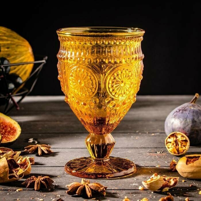 Бокал Magistro "Ларго", 260 мл, цвет янтарный, фужер стеклянный для подачи алкогольных напитков