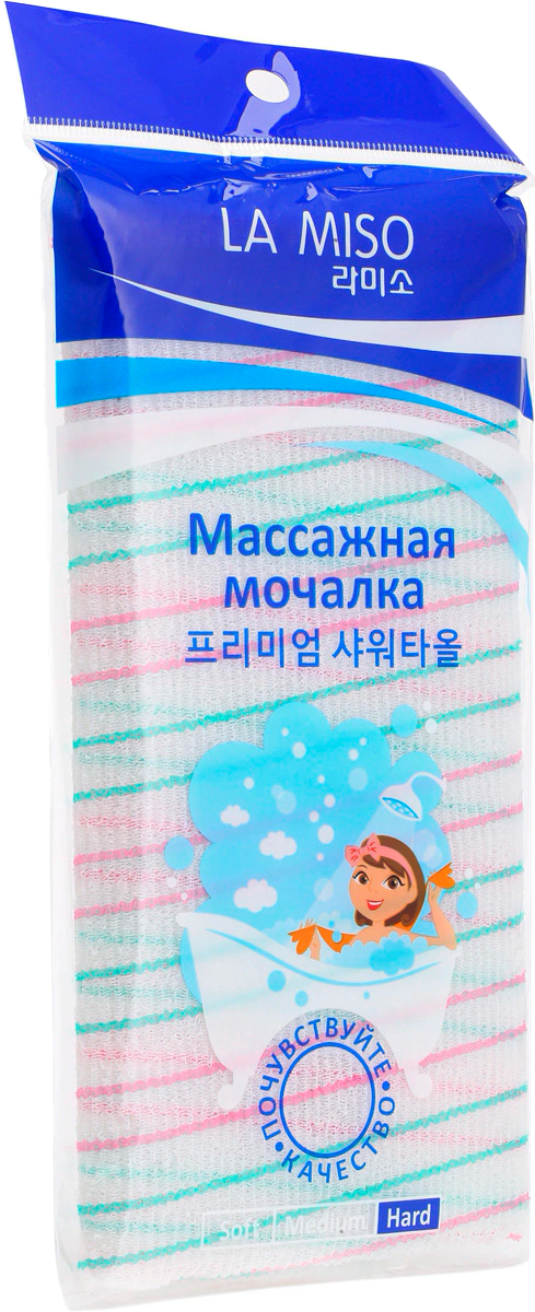 Массажная мочалка, жесткая (цвета в ассортименте), La Miso