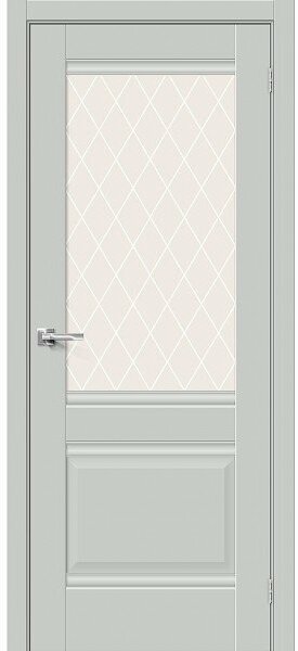 Межкомнатная дверь эмалит prima Прима-3 остекленная Grey Matt mr.wood