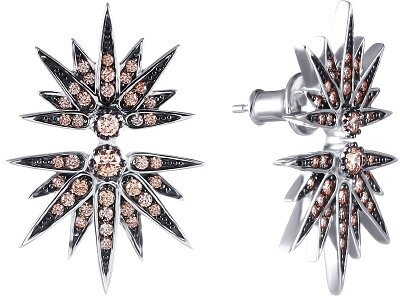 Серьги ELEMENT47, серебро, 925 проба, фианит