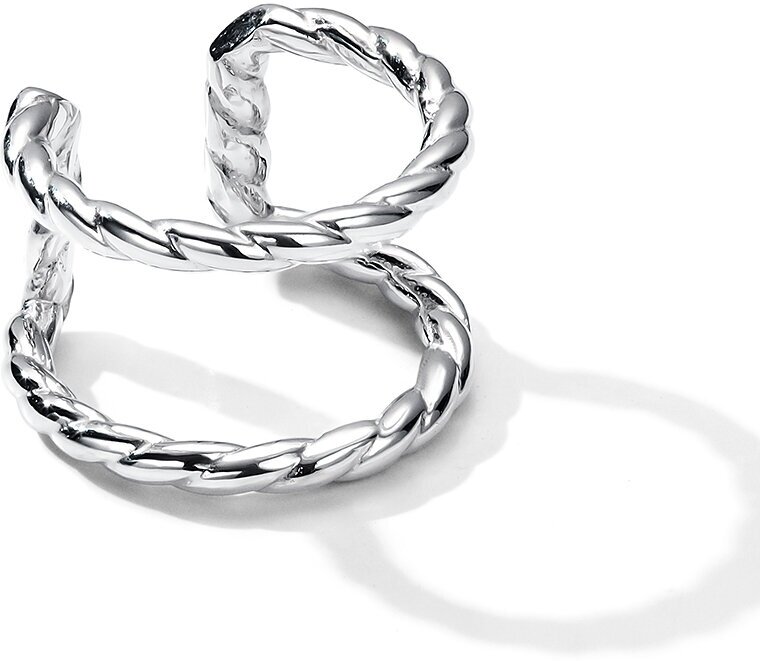 Серьги каффы, серебро, 925 проба, родирование