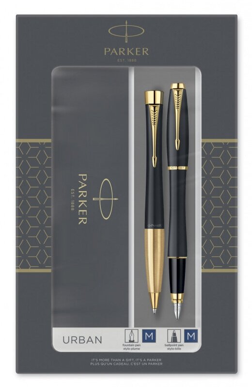 Набор Parker Urban Core FK200 (2093381) Muted Black GT ручка перьевая, ручка шариковая подар. кор.