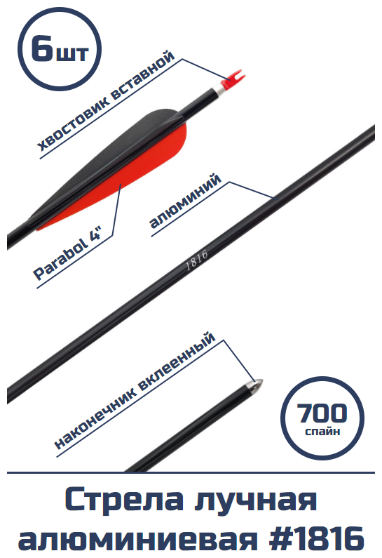 Стрела Centershot #1816, оперение Parabol, длина, 31", алюминий, 6 шт.