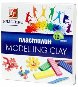Пластилин классический Луч Классика 12 цв 240 г со стеком, 225322