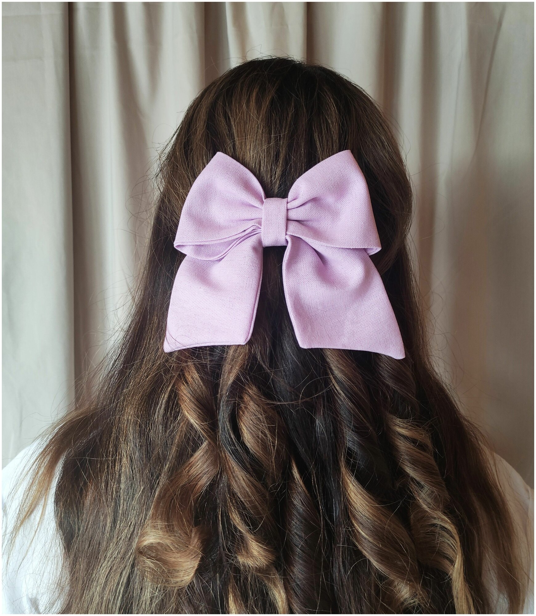 "Заколка-бант автомат Milotto" из ткани лен, розового и сиреневого цвета