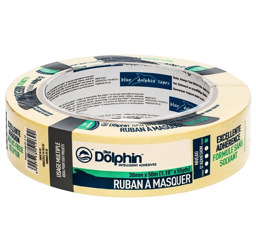 Многофункциональная малярная лента Blue Dolphin Masking Tape желтая 30мм х 50м 01-7-13 ST627