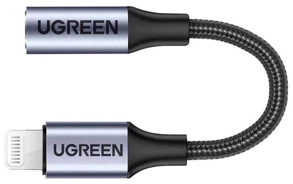 Аудиоадаптер UGREEN Lightning - AUX серо-черный (30756)