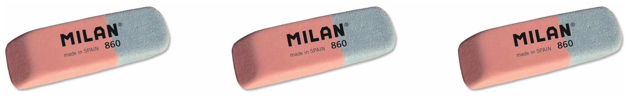 Milan Ластик каучуковый 860 для стирания чернил и графита, 3 шт