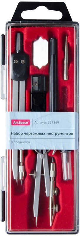 Спейс Готовальня ArtSpace, 8 предметов, циркуль 135мм, пластик sela25