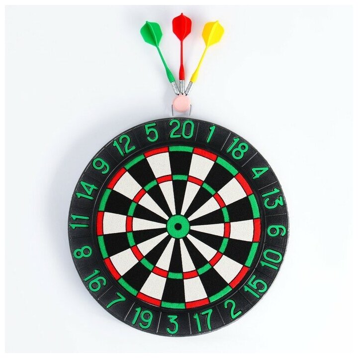 Дартс "В цель", d-35 см, толщина 2 см, 3 дротика, дротик 14.2 х 3.2 см 5266434