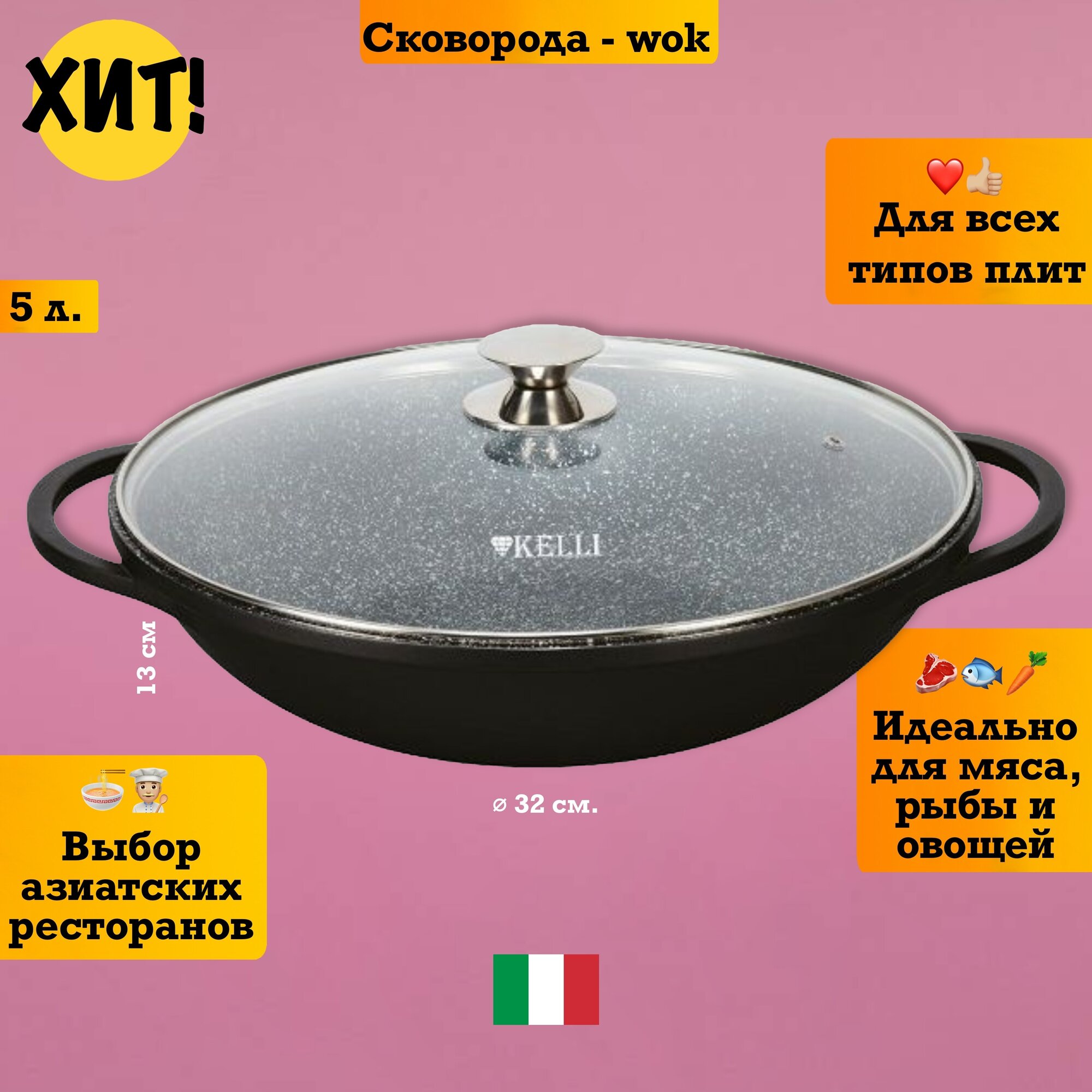 Сковорода с крышкой антипригарным покрытием сковородка