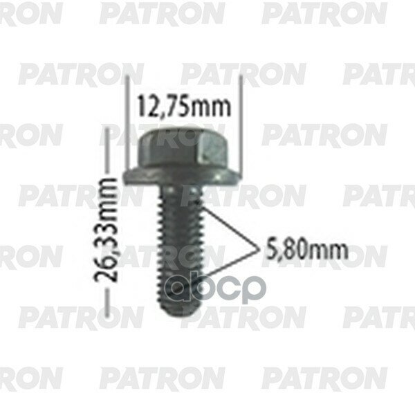 Болт металлический черный ниверсальный M6X2 PATRON арт. P372596T