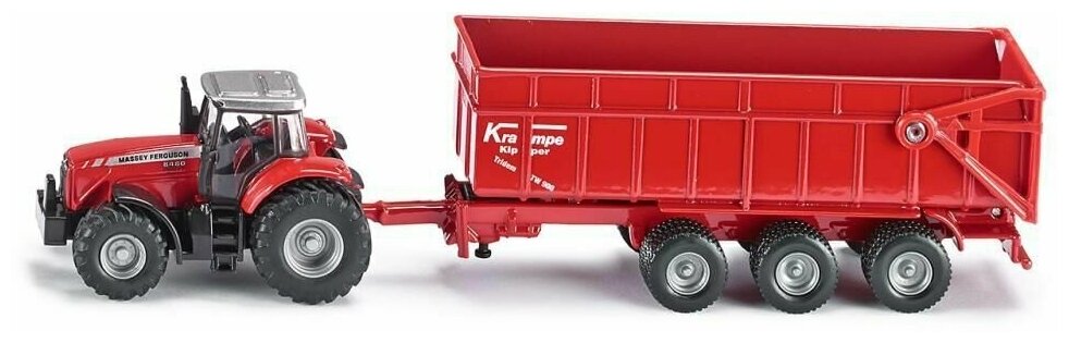 Трактор с прицепом Siku Massey Ferguson, 1844, детская игрушечная модель трактора