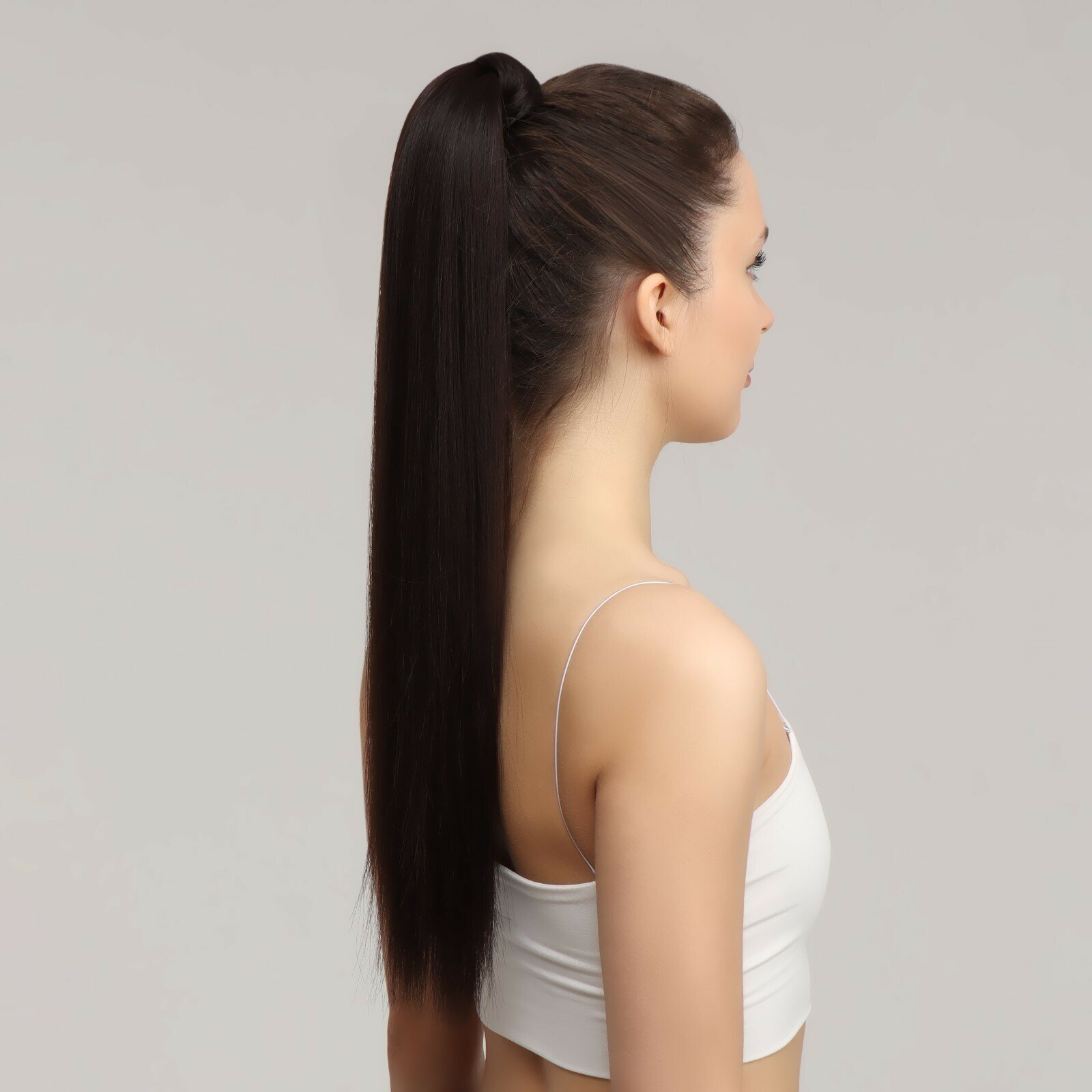 Хвост накладной, прямой волос, на резинке, 60 см, 100 гр, цвет каштановый(#SHT6А), 5403346