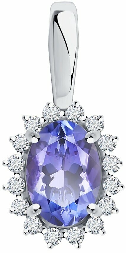 Подвеска, белое золото, 585 проба, танзанит, бриллиант