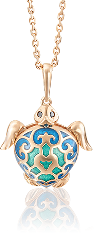 Подвеска, красное золото, 585 проба, фианит