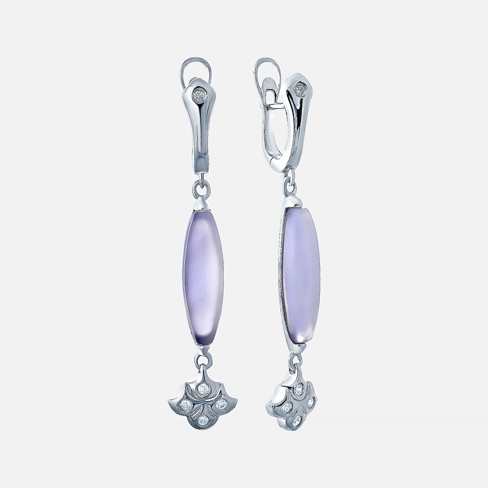 Серьги, серебро, 925 проба, халцедон