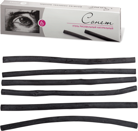 Набор угля натурального сонет 6шт. длина 160мм картонная упаковка