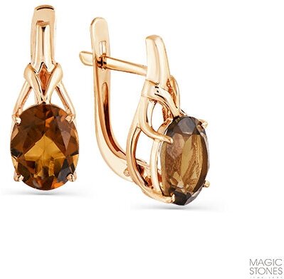 Серьги золото, 585 проба, гранат