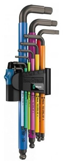 Набор шестигранных ключей Wera 950 SPKL/9 SM HF Multicolour BlackLaser 022210, г-образные