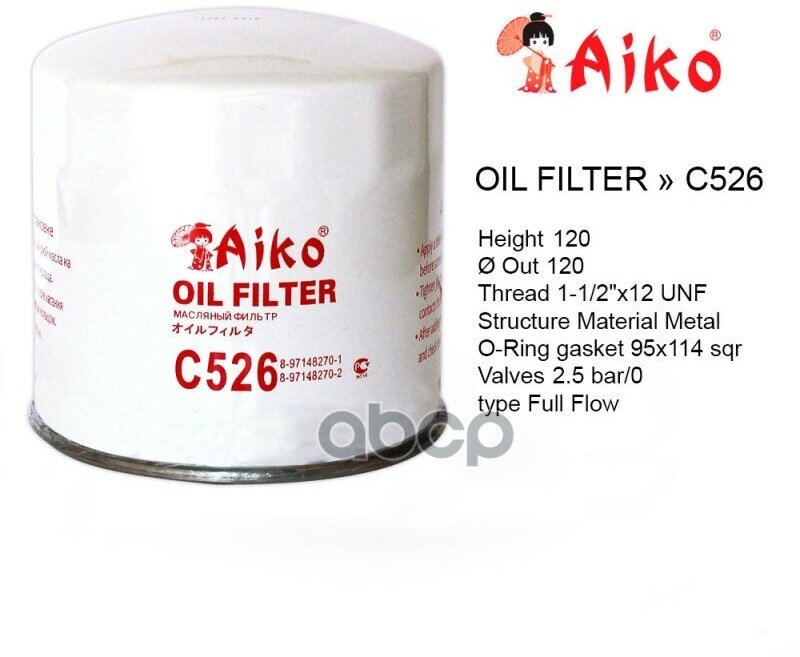 Фильтр масляный AIKO арт. C526